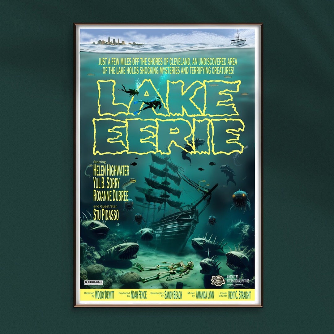 LAKE EERIE Poster - 12" X 18", Cleveland, Funny, Horror, Lake Erie - Etsy