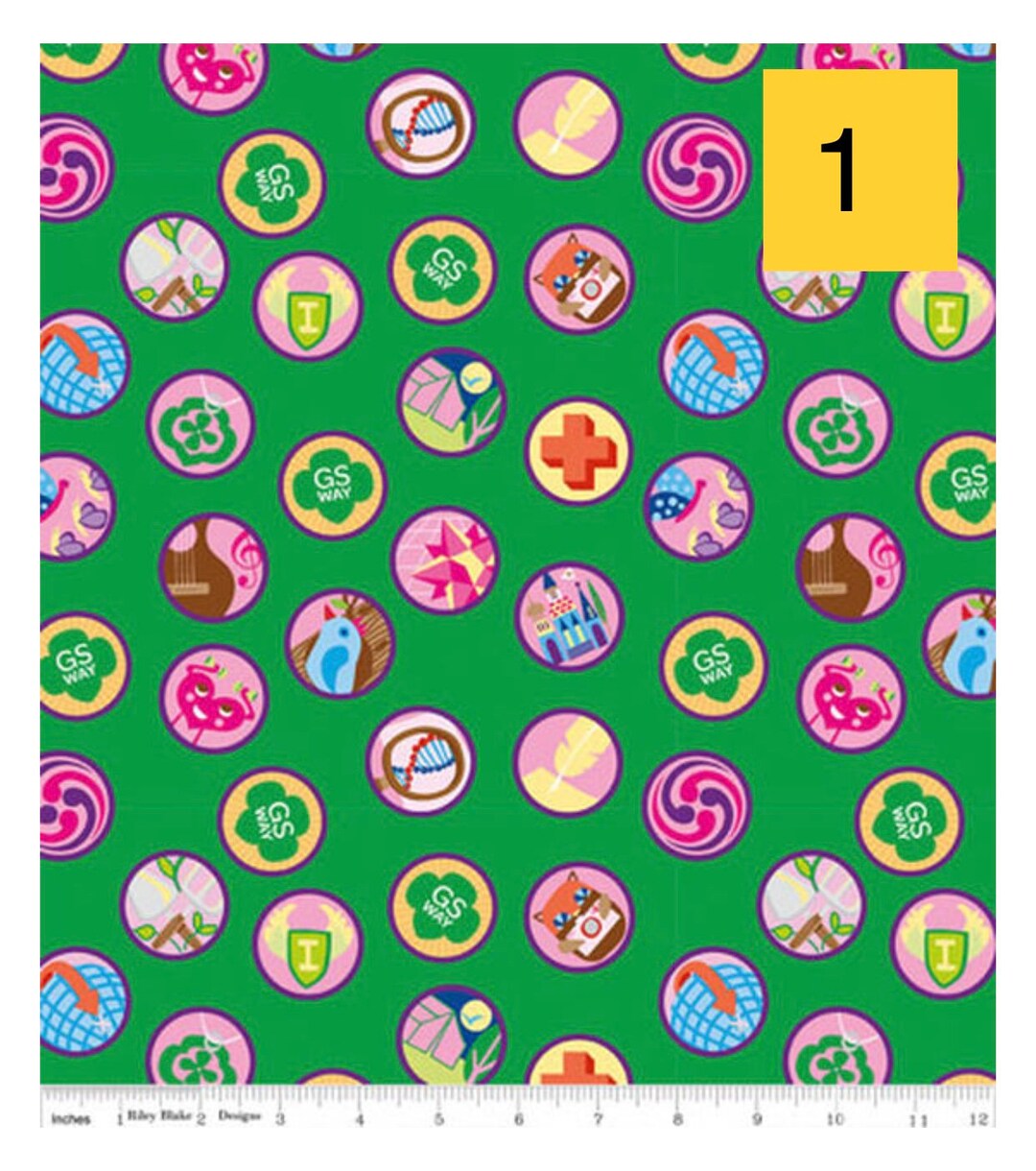 Girl Scouts Junior Badges 100% Cotton Fabric in Fat Quarters and By-the ...
