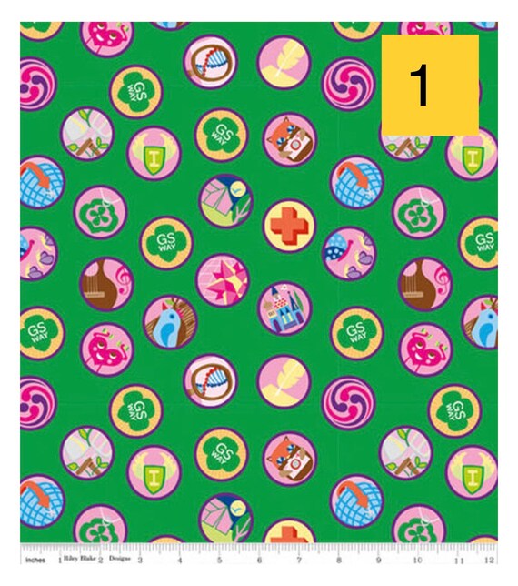 Girl Scouts Junior Badges 100% Cotton Fabric in Fat Quarters | Etsy