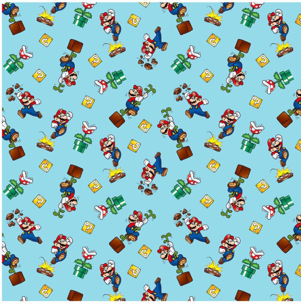 Nintendo® Super Mario Mario Toss Light Blue Cotton by the Fat - Etsy