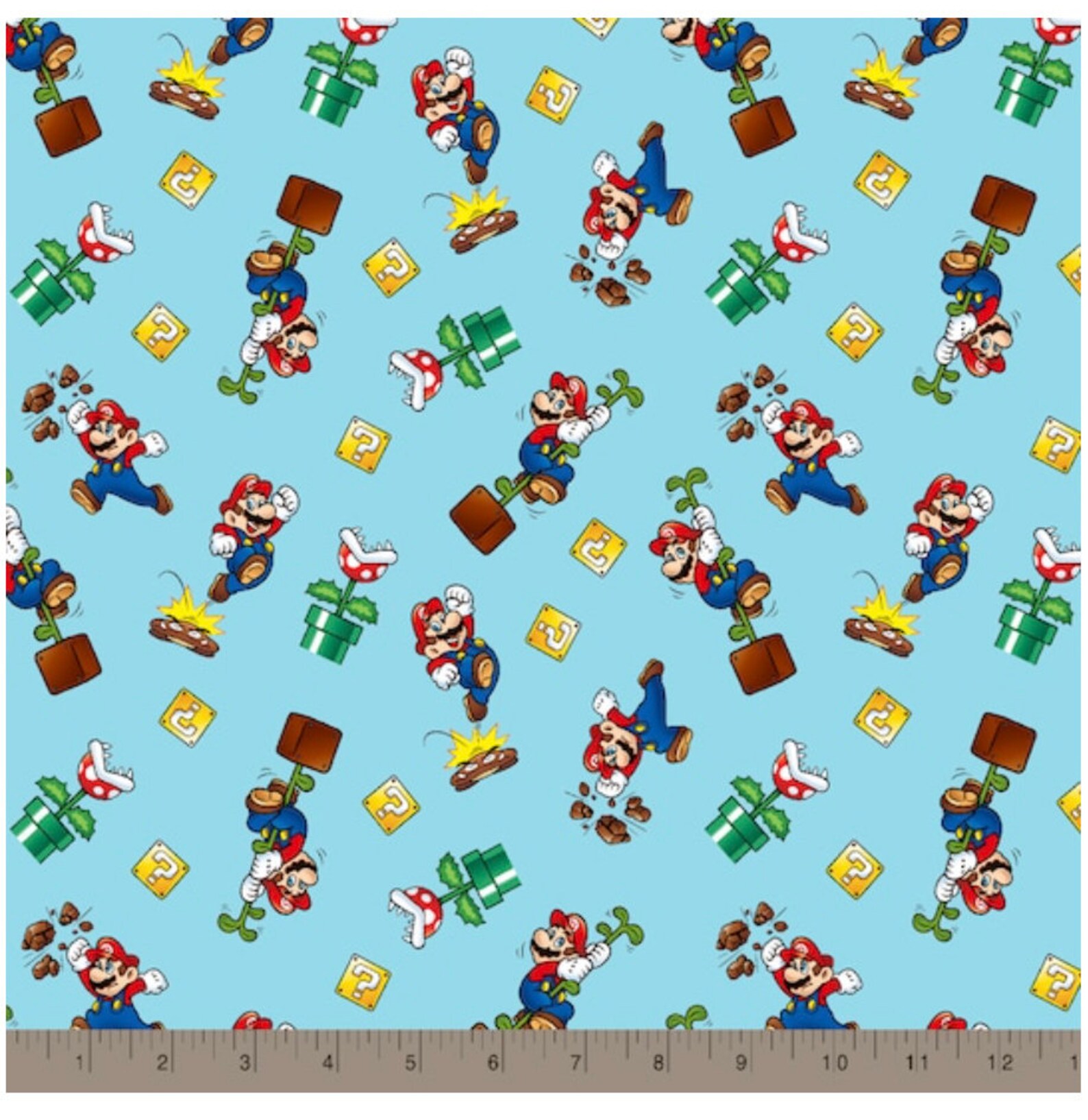 Nintendo® Super Mario Mario Toss Light Blue Cotton by the Fat - Etsy