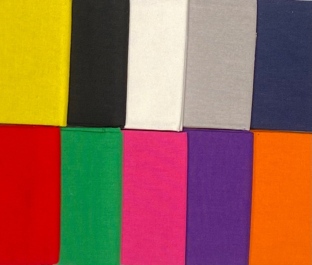 Solid Color Cotton Fabric by the Fat Quarter. Red, Yellow, Orange ...