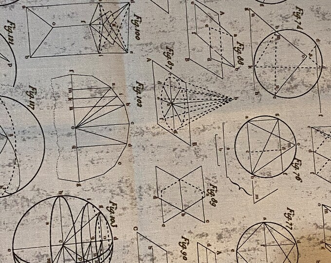 Math, Physics , Calculus, Geometry Themed Cotton Fabric 3/4 Yard 27x43 ...
