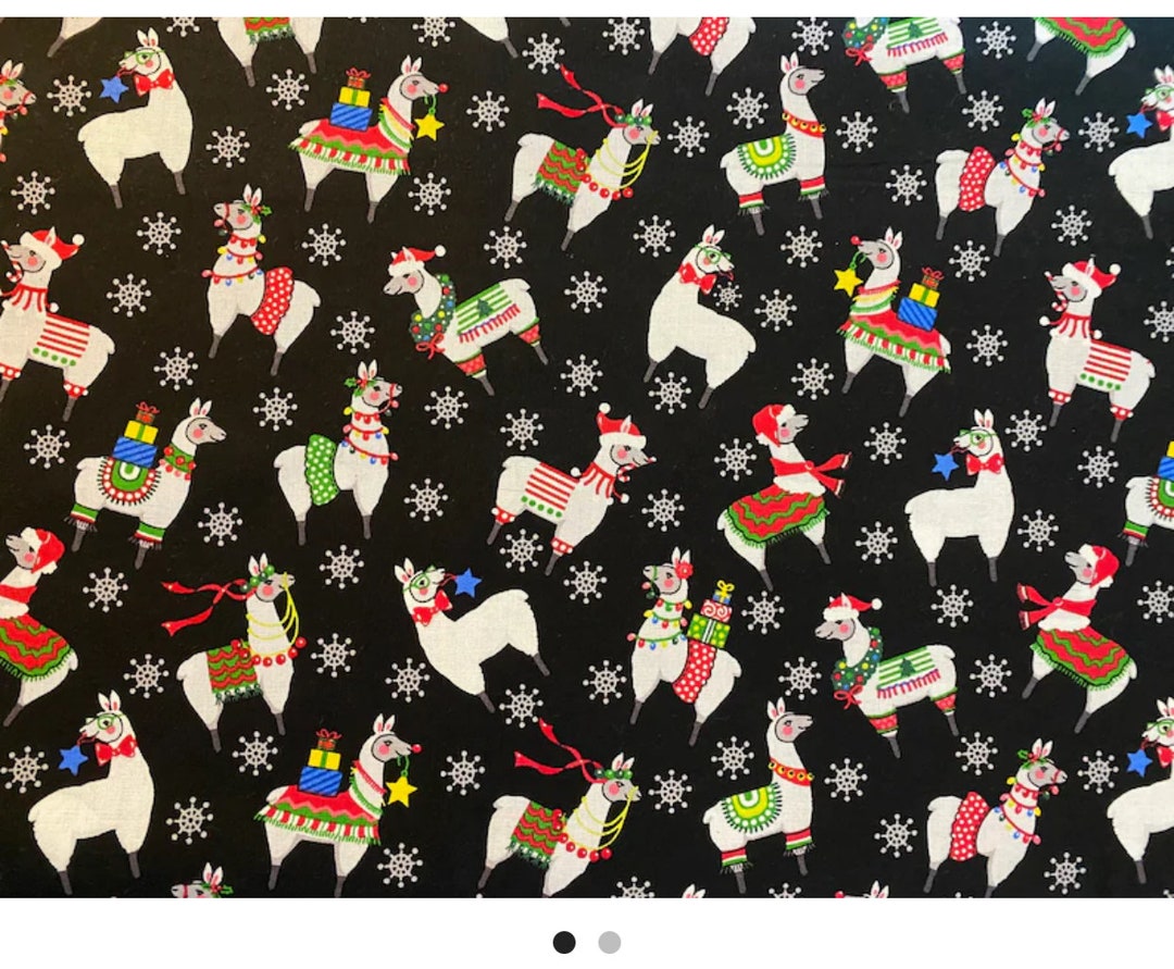 Christmas Holiday Llama Cotton Fabric 30x44 LAST PIECE Rare - Etsy