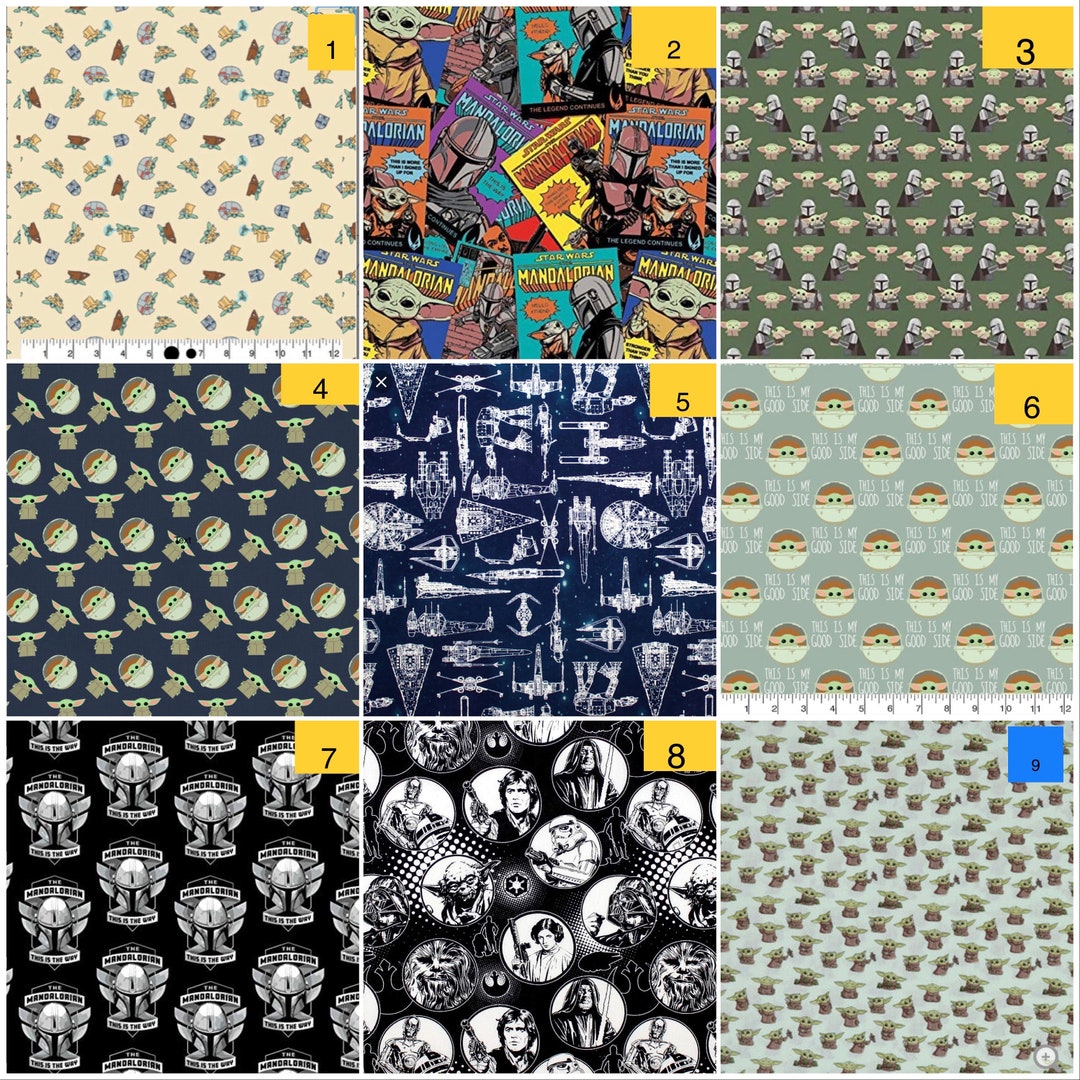 Star Wars, Mandalorian, Yoda Cotton Fabric 27 Prints R2D2, CP30, Darth ...