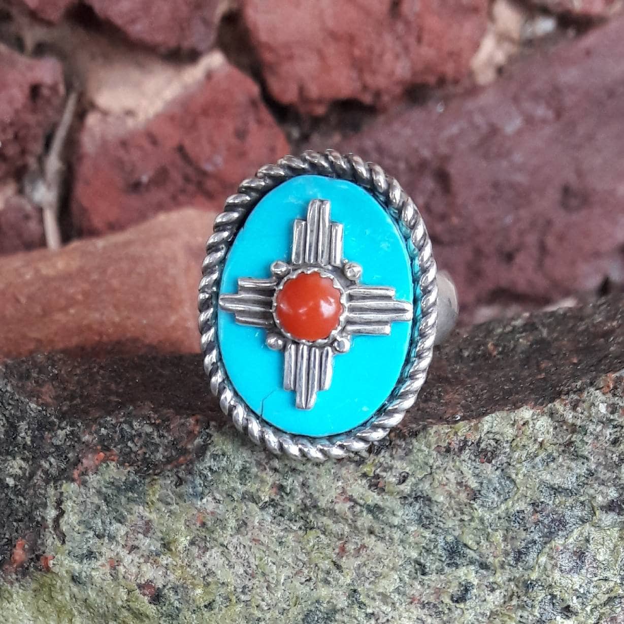 Zia Symbol Multi Stone Ring - Etsy UK