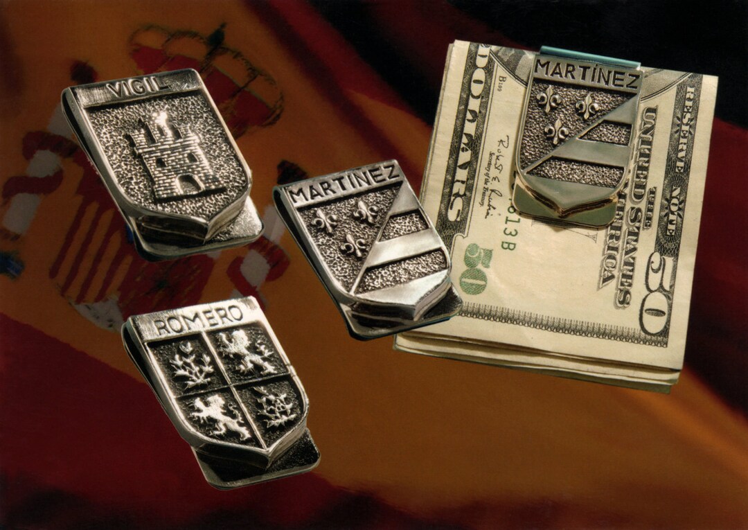 Custom Surname Coat of Arms Sterling Silver Money Clip Made - Etsy
