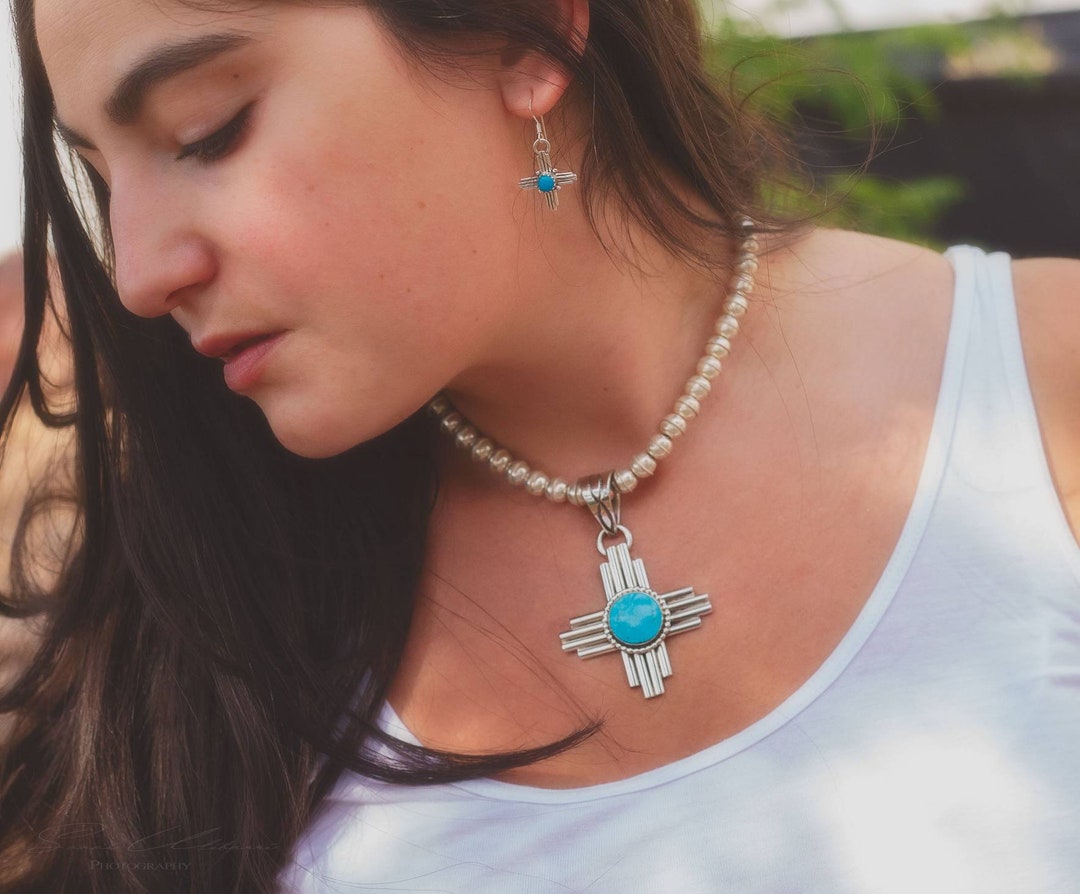 Turquoise Zia Symbol Pendant (large) - Etsy