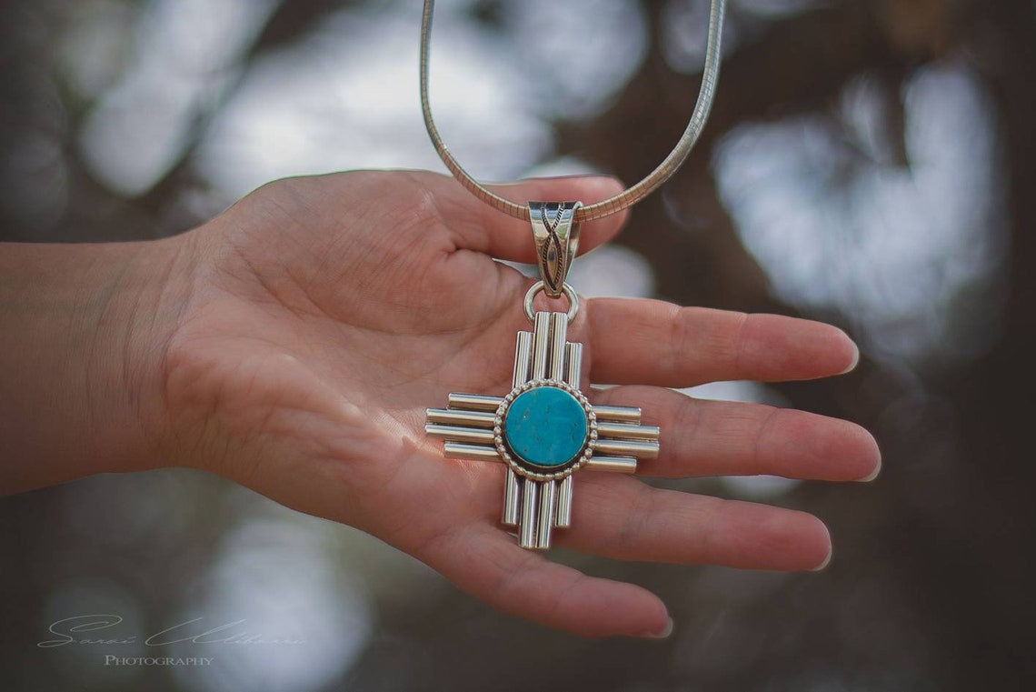 Turquoise Zia Symbol Pendant (large) - Etsy