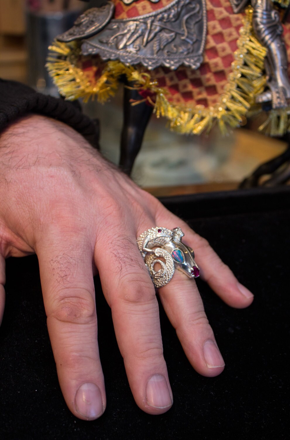 Custom Ram Skull Twin Dragons Men's Ring - Etsy