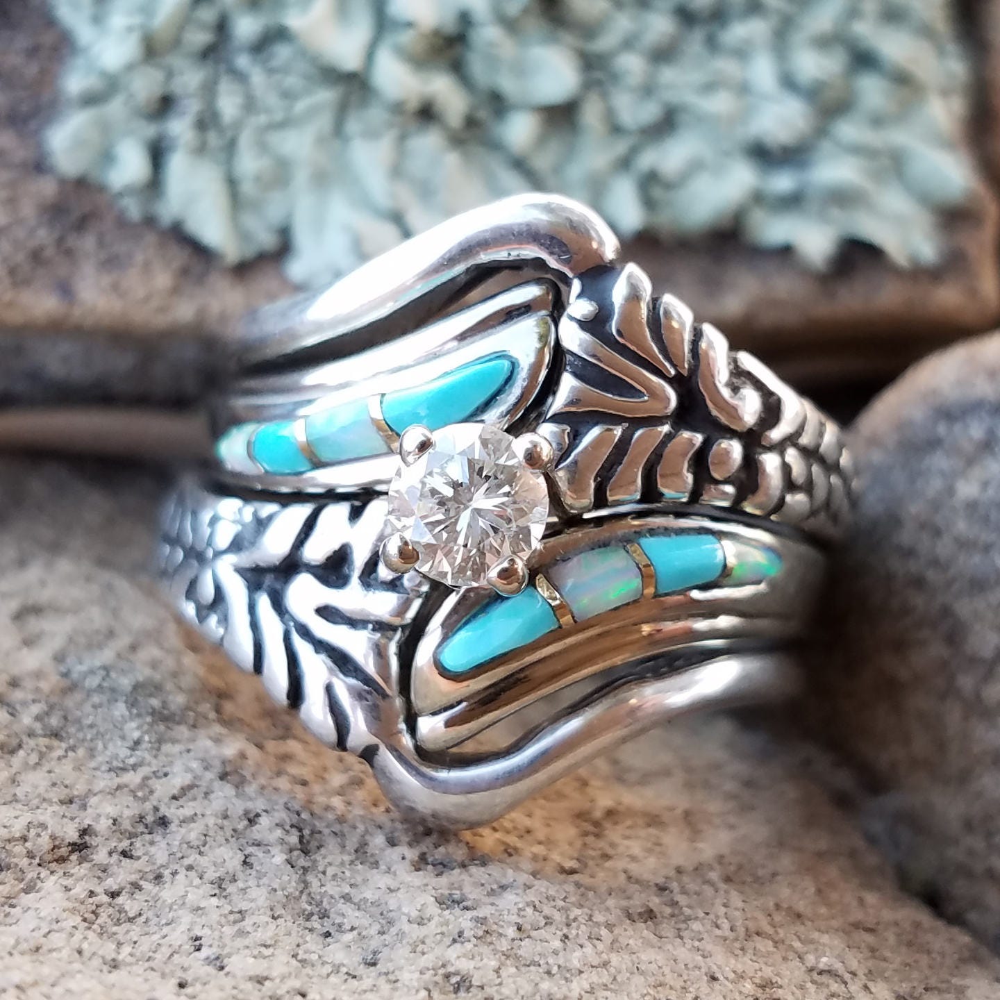 Diamond Turquoise Opal dream Engagement Ring - Etsy