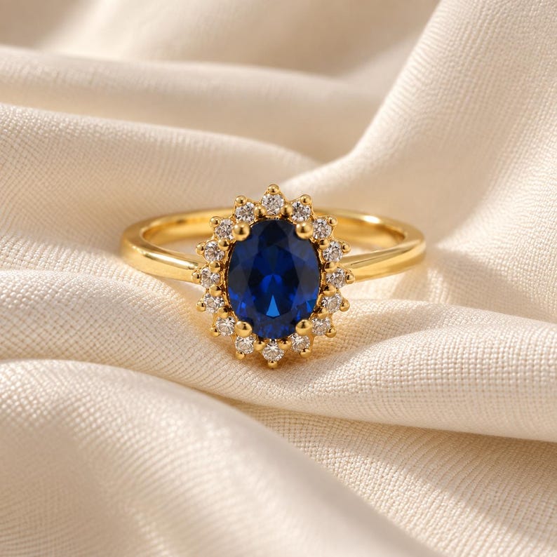 Buy Stunning Blue Sapphire Solitaire Ring • Romantic Promise Ring ...