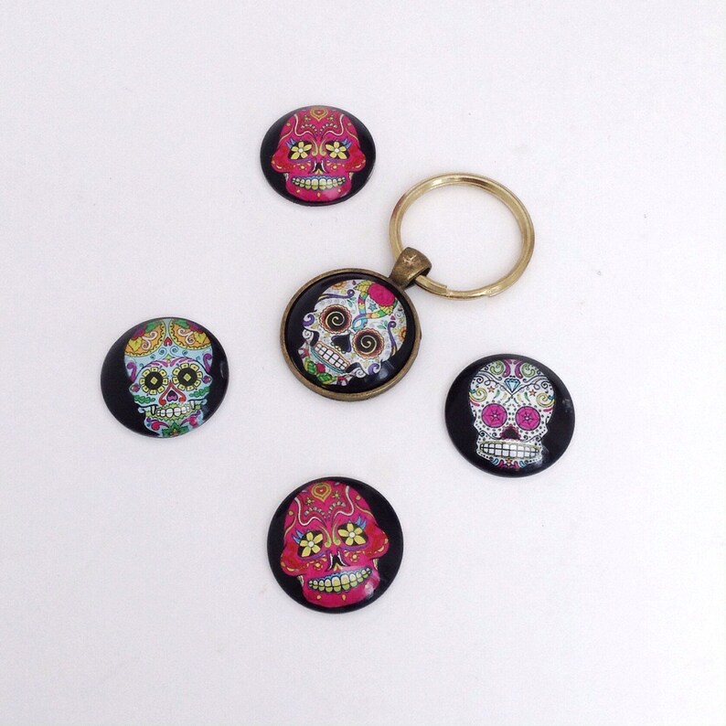 Candy Skull Key Ring Skull Charm Gothic Emo keyring day | Etsy