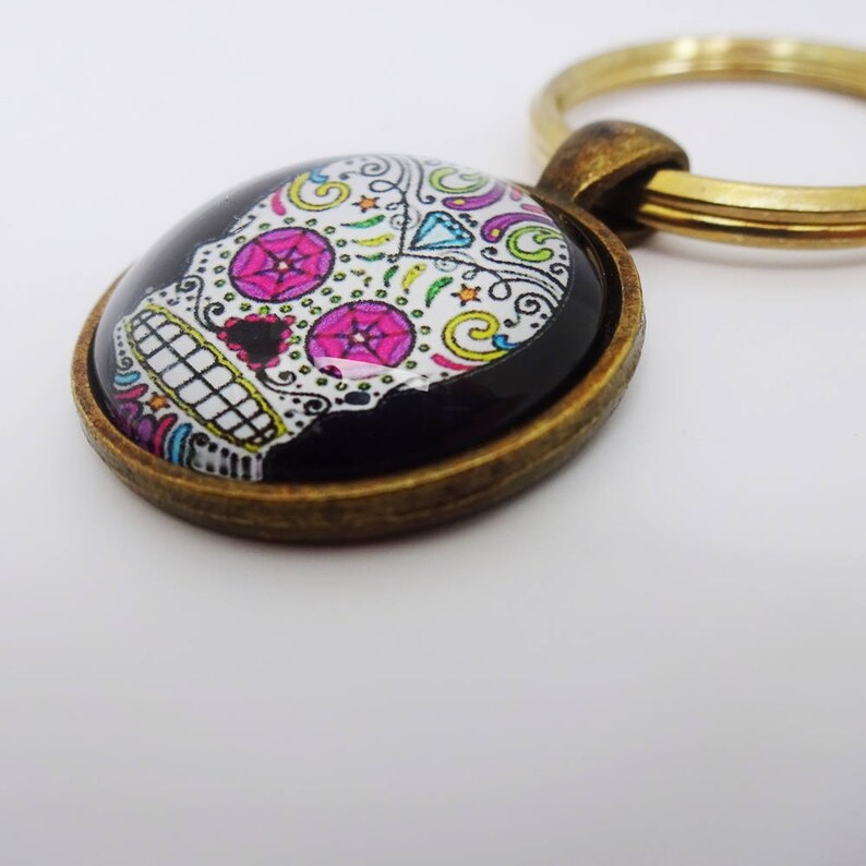 Candy Skull Key Ring Skull Charm Gothic Emo keyring day | Etsy