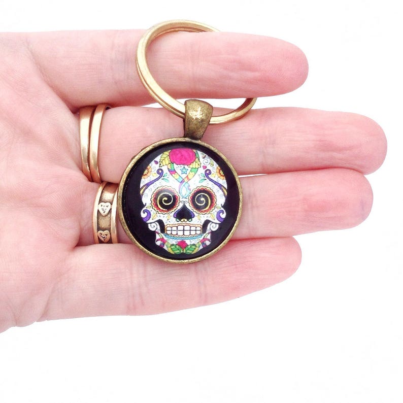 Candy Skull Key Ring Skull Charm Gothic Emo keyring day | Etsy