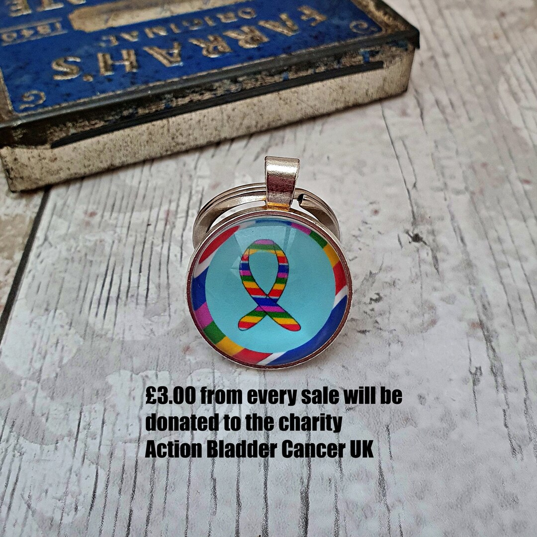 Cancer Ribbon Keychain, Rainbow Ribbon Keyring, LGBTQ, Cancer Gift ...