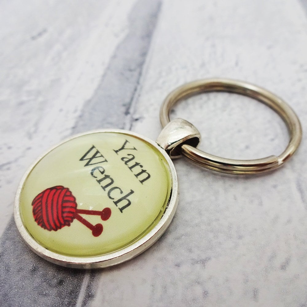 Yarn Wench Key Fob Yarn Keychain Knitting Keyring Knitter - Etsy
