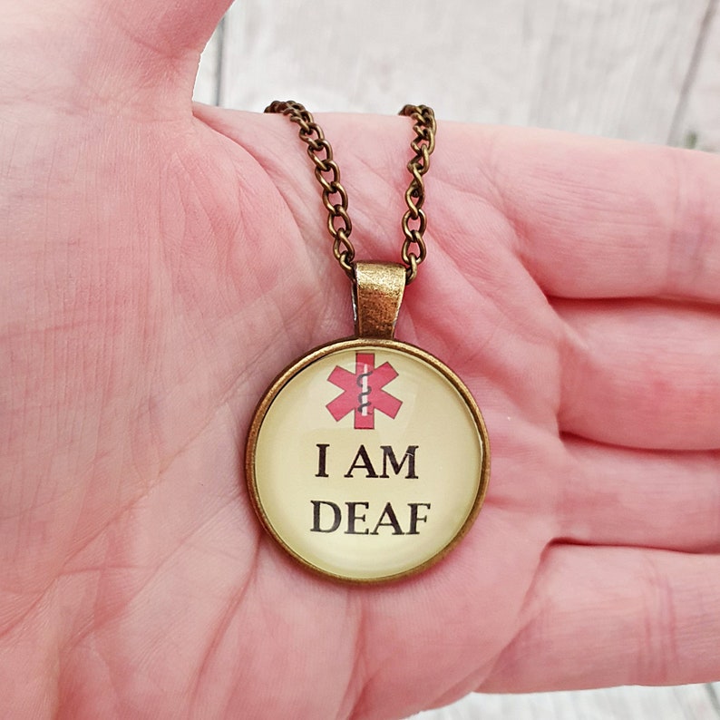 Deaf Necklace, Medical Alert Jewelry, Deaf Pendant, Sign Language ...