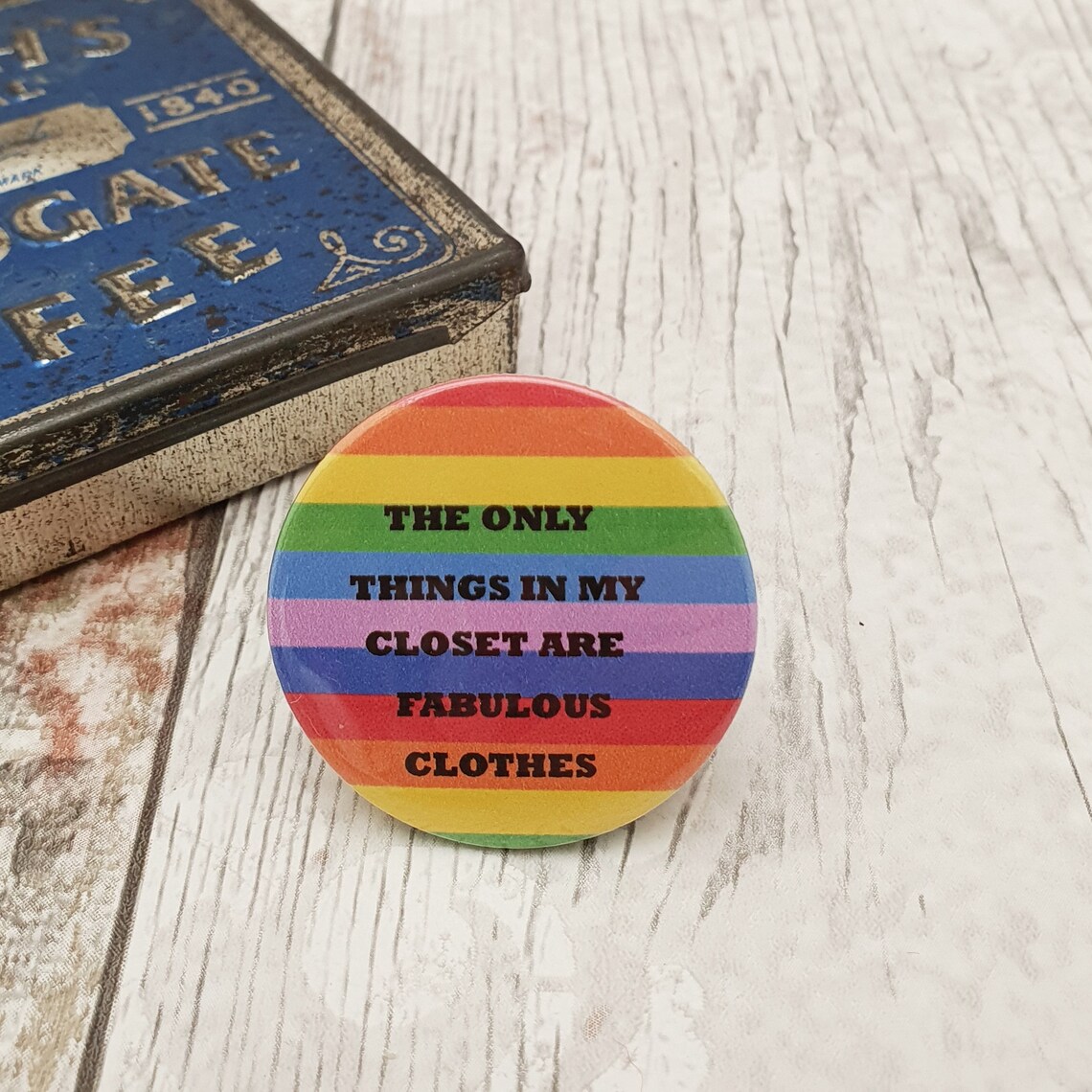 I'm out out pin Gay joke badge gay humour LGBTQ | Etsy
