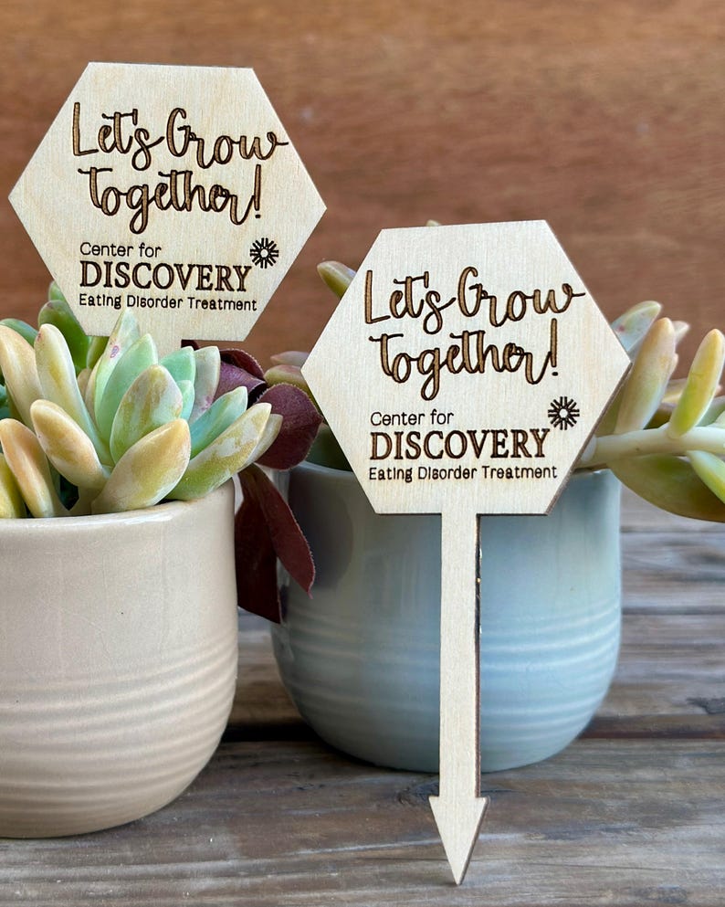 Personalized Wooden Plant Stick: Corporate Favor, "let's Grow Together ...
