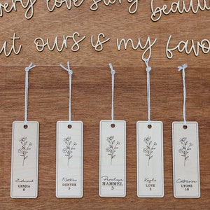 Personalized Wooden Bookmarks for Wedding Seat Chart With Table Numbers ...
