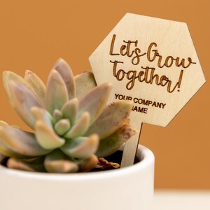 Personalized Wooden Plant Stick: Corporate Favor, "let's Grow Together ...