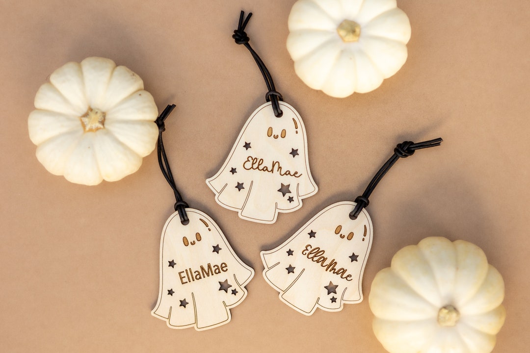 Ghost Basket Name Tags, Wooden Ghost Tag, Halloween Tag, Basket Tag ...
