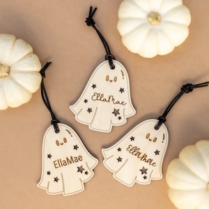 Ghost Basket Name Tags, Wooden Ghost Tag, Halloween Tag, Basket Tag ...