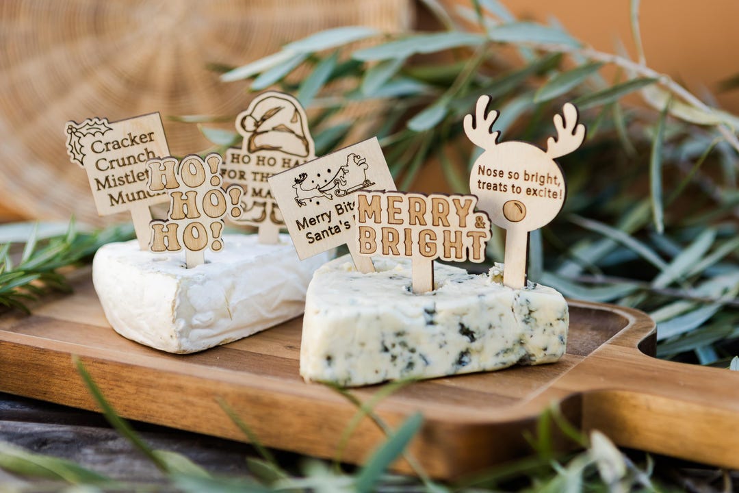 Christmas Charcuterie Cheese Food Picks,wooden Food Cheese Labels ...