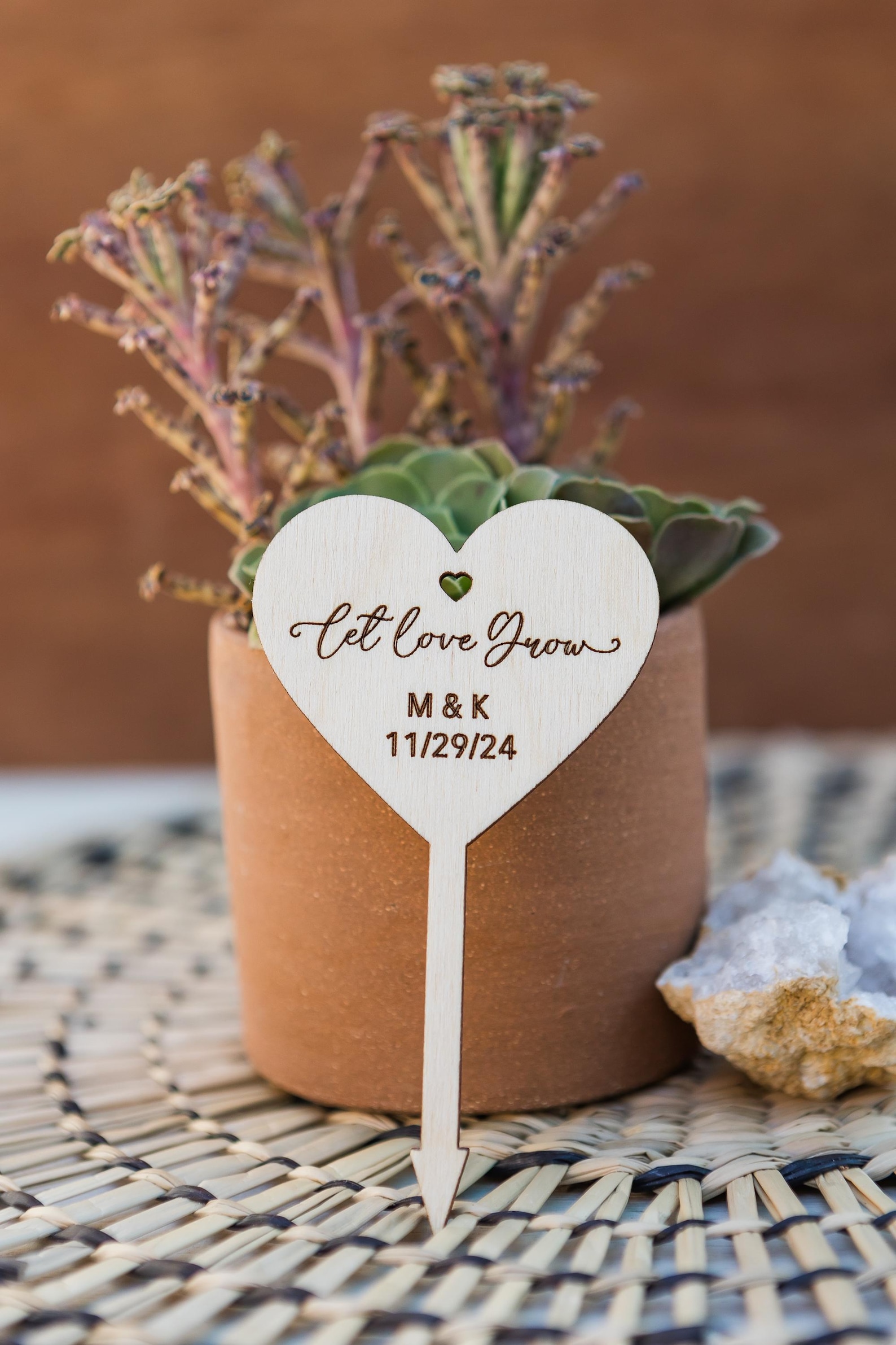 Personalized Wooden Plant Tags: Let Love Grow, Wedding Favors - Etsy