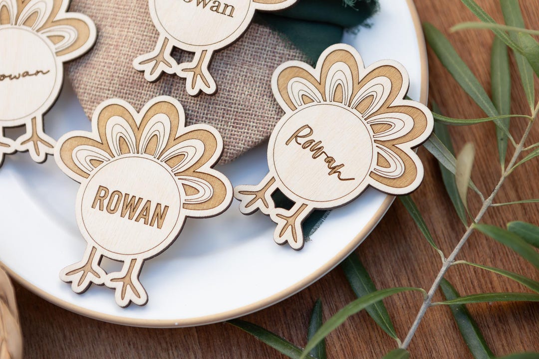 Personalized Wooden Turkey Place Card, Thanksgiving Table Decor - Etsy