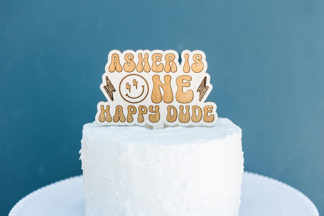 One Happy Dude Smiley Checkered Cake Topper for First Birthday,one ...