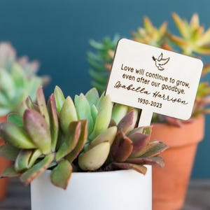 Memorial Plant Stick Favor: Engraved Birch Wood, Celebration of Life - Etsy
