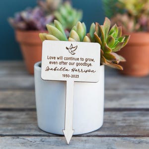Love Will Continue to Grow Memorial Plant Stick Favors,celebration of ...