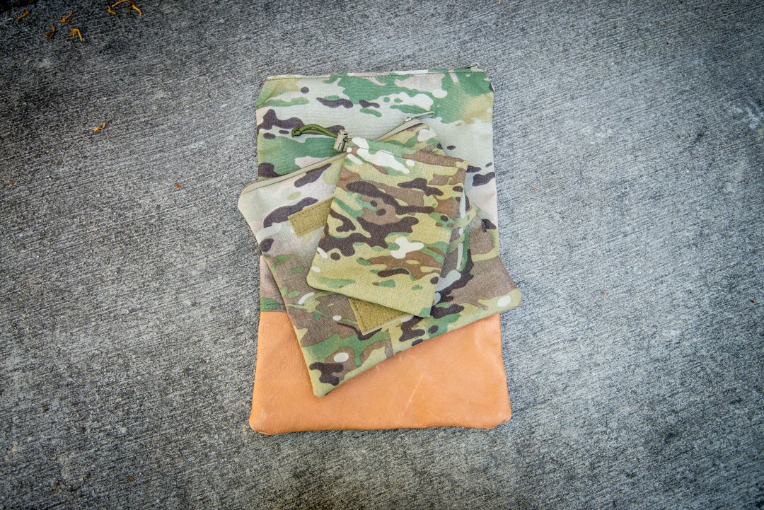 Multicam or OCP Zipper Top, Leather Bottom Pouch - Single Pouch or 3 ...