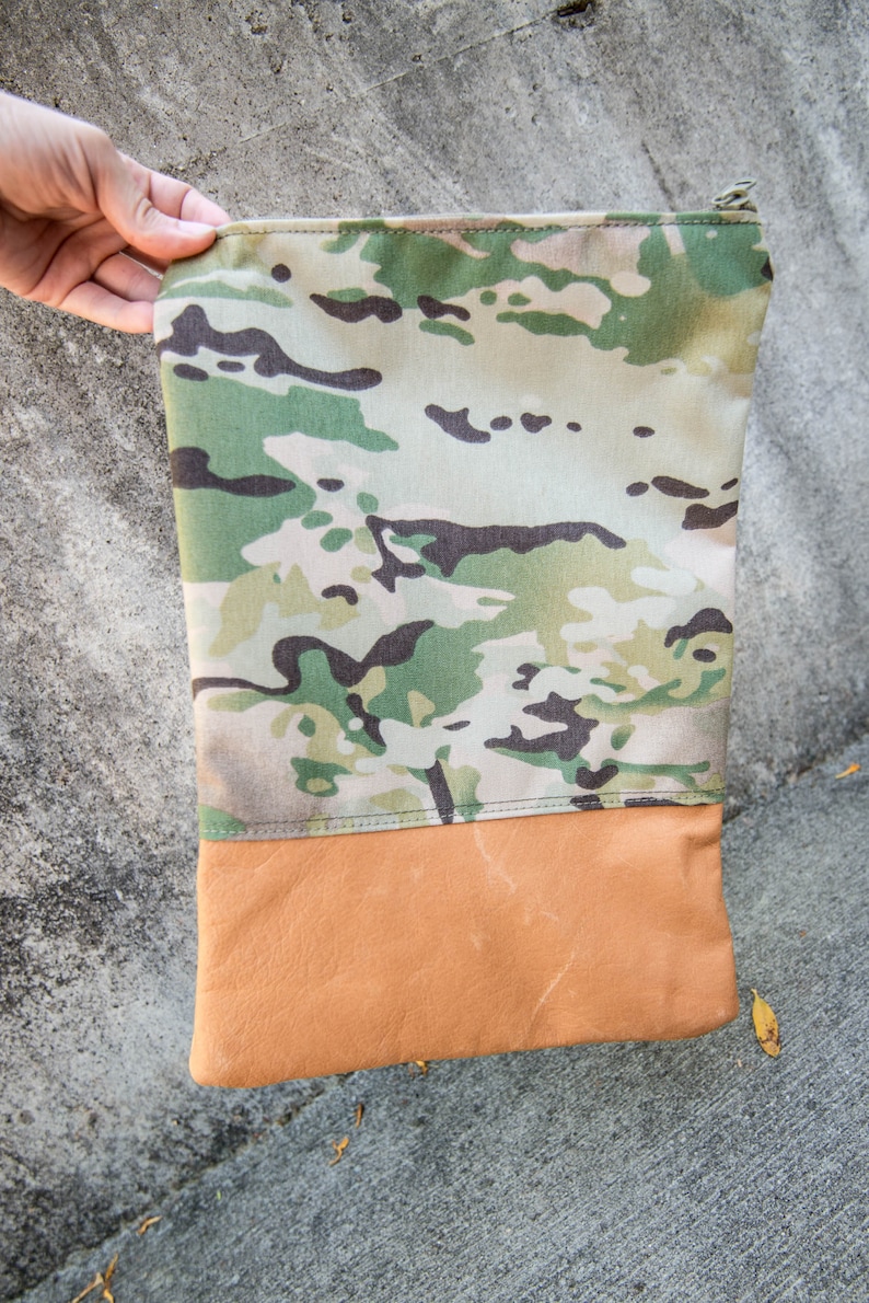 Multicam or OCP Zipper Top Leather Bottom Pouch Single | Etsy