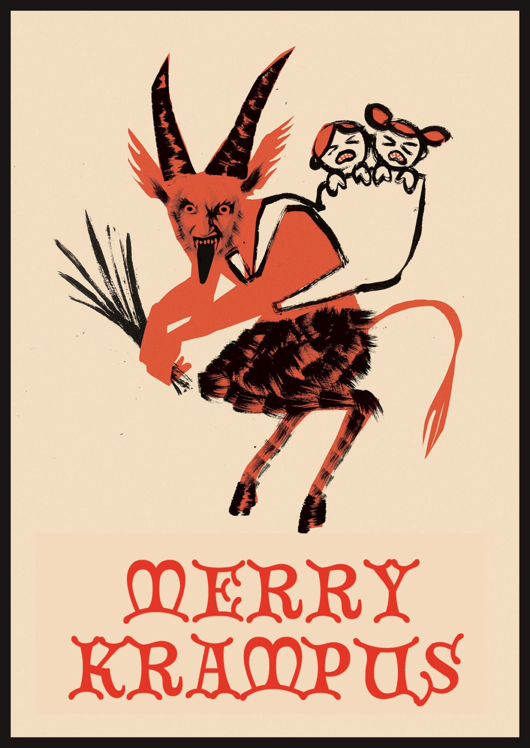 Merry Krampus Creepy Christmas Greetings Card A6 | Etsy