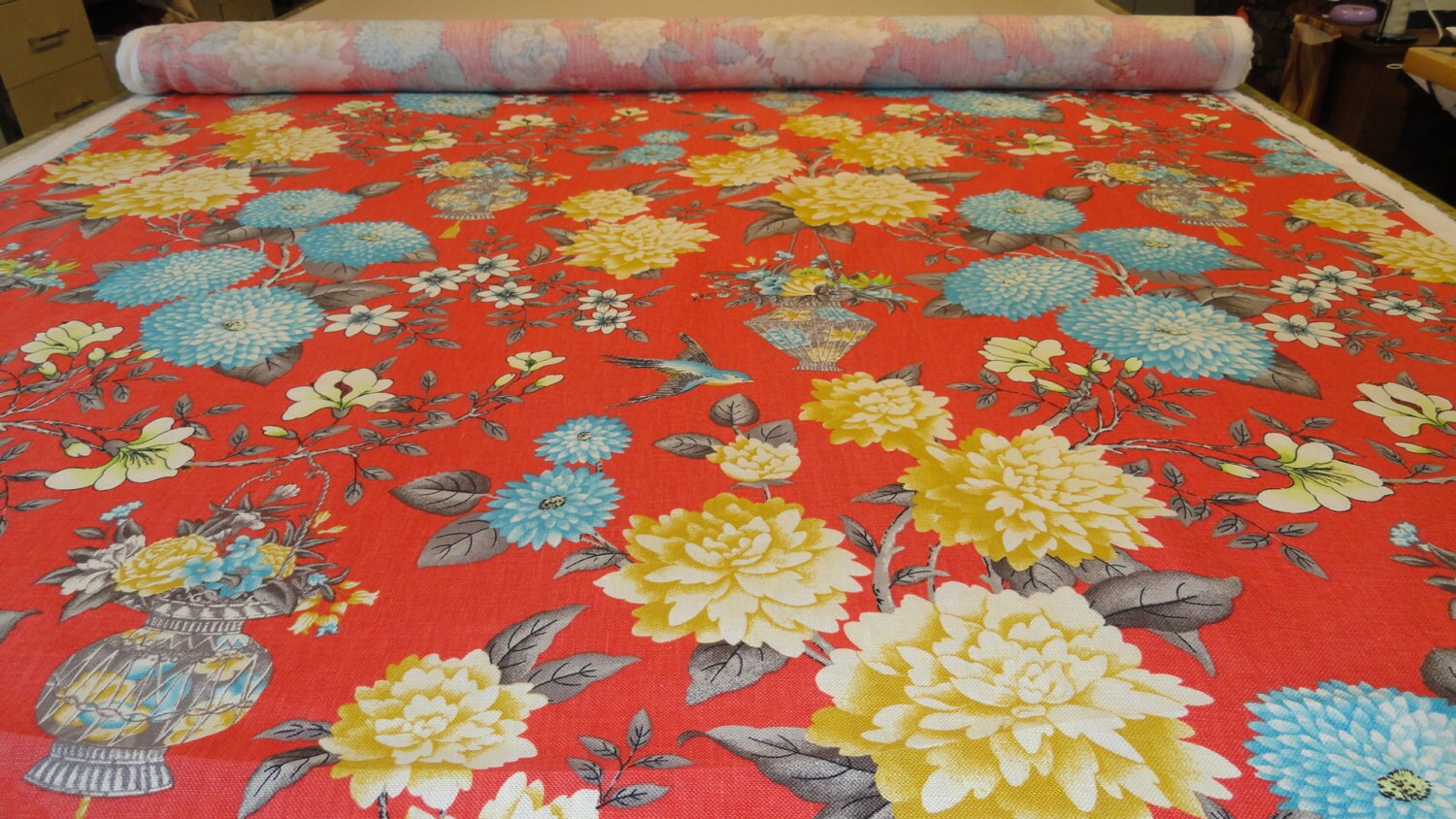 Bold Cotton Drapery Fabric,persimmon.54wide, Linen 13 Yards by the Yard ...