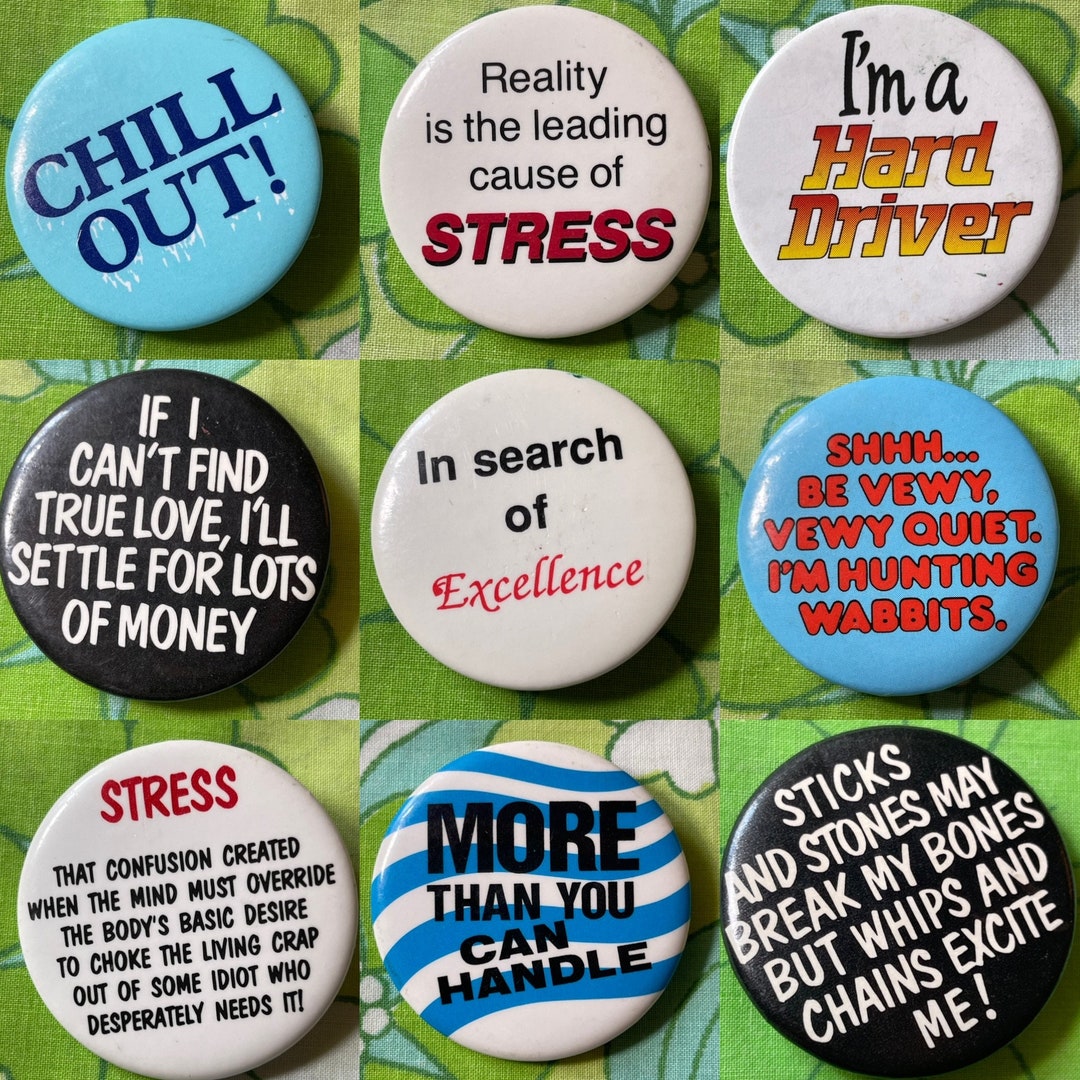 VINTAGE Funny Pin Back Buttons | T50 - Etsy
