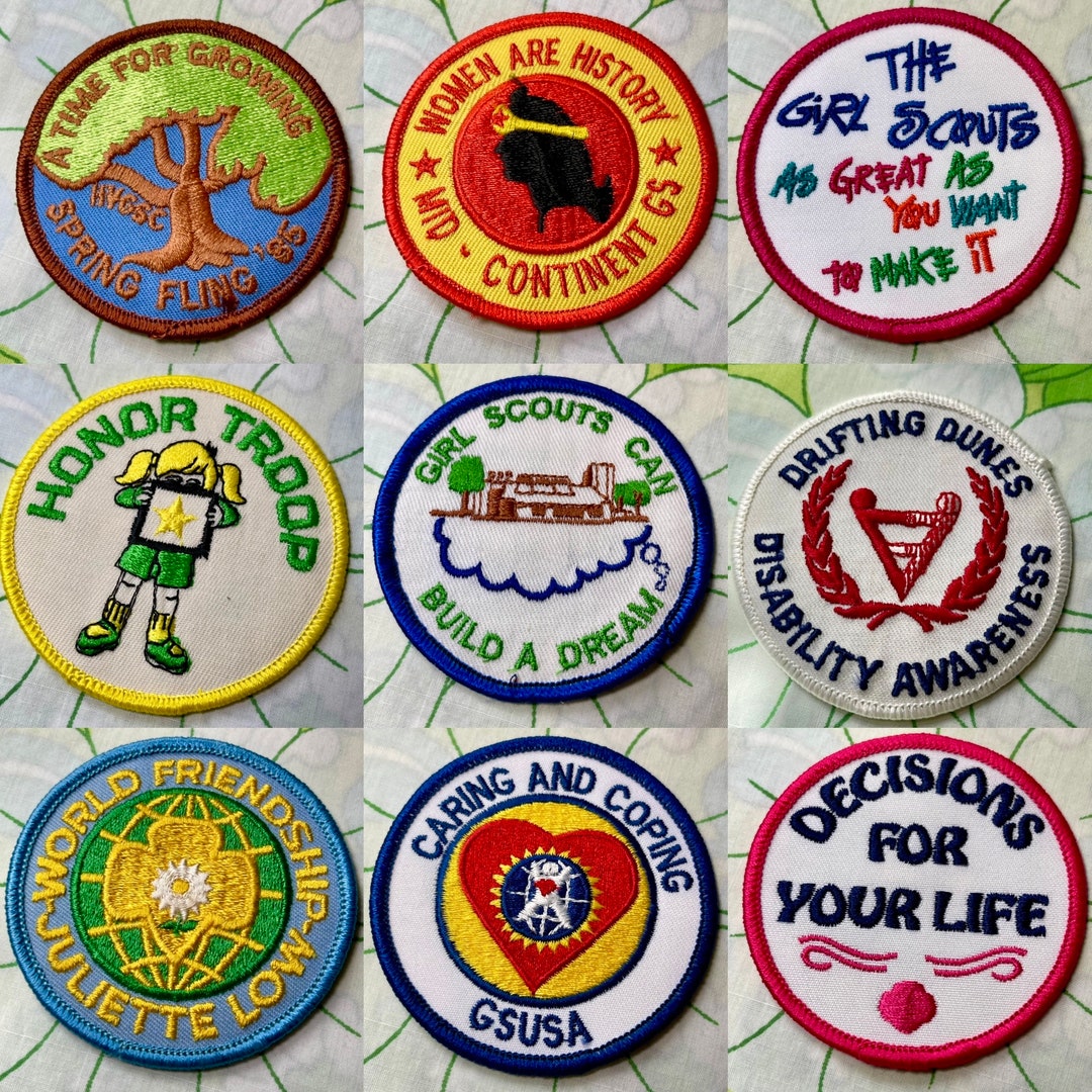 VINTAGE Girl Scout Embroidered Circle Patches | 1980's - 1990's | 3A - Etsy