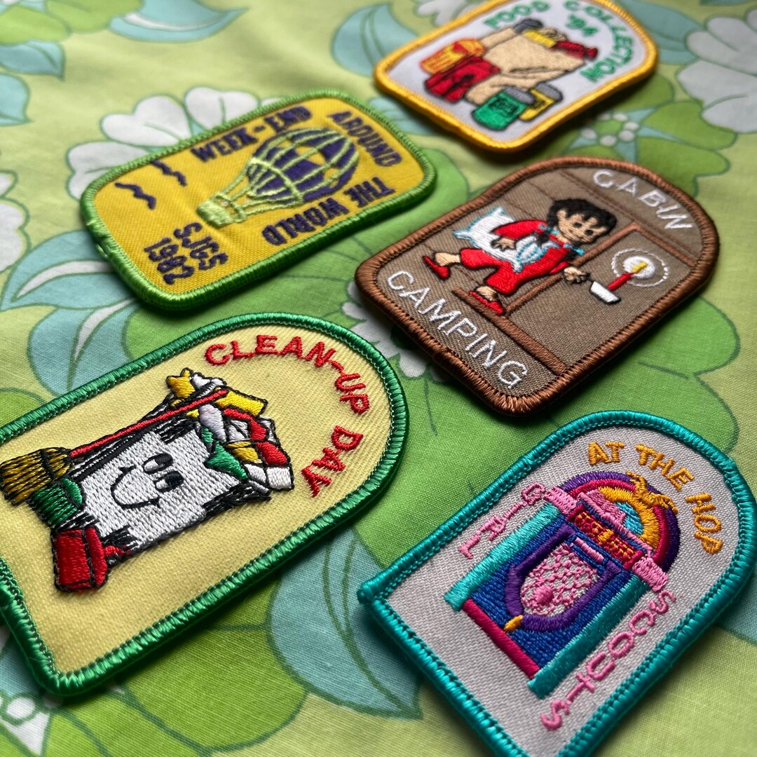 VINTAGE Embroidered Patches Girl Scouts Camping Clean up Western ...