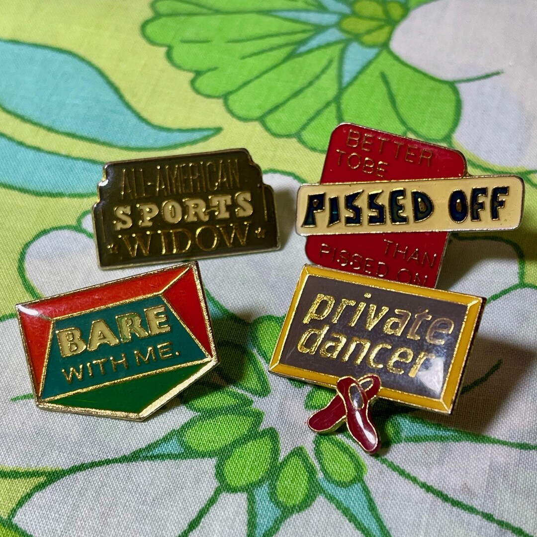 VINTAGE Funny Phrases Enamel Lapel Pins | S47 - Etsy