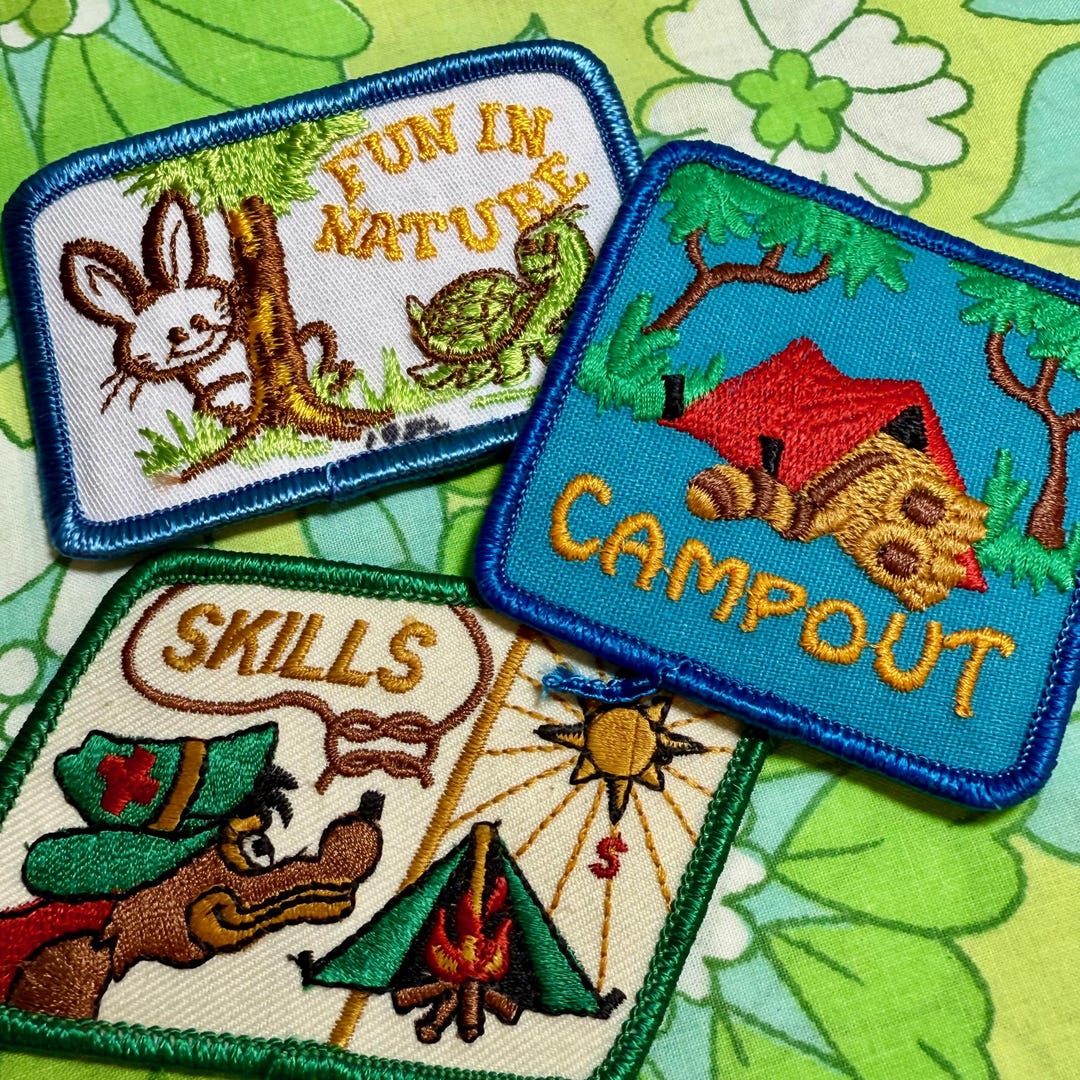 VINTAGE Super Cute Embroidered Girl Scout Patches | Campout Fun in Nature Skills | G1 - Etsy