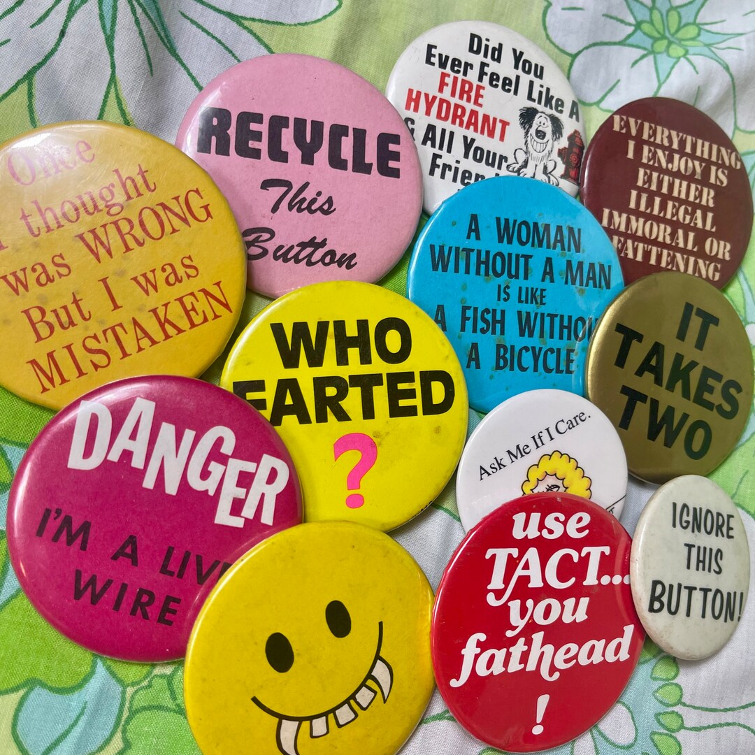 VINTAGE Funny 80 s 90 s Pins Buttons Smiley Face Etsy vintage-funny-80-s-90-s-pins-buttons-smiley-face-etsy