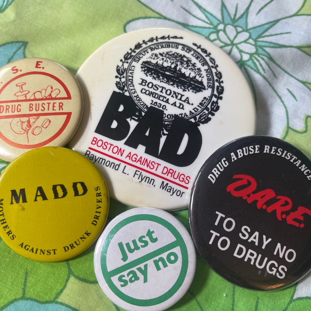 VINTAGE 1980's 1990's Anti Drug Pinback Buttons Boston Against Drugs ...