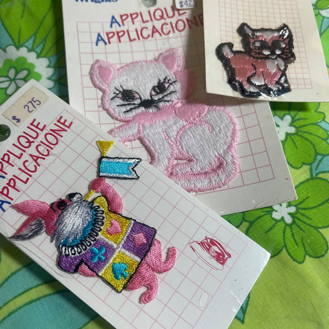 VINTAGE Cat and Rabbit Applique Patches Wrights Fashionable Applique ...