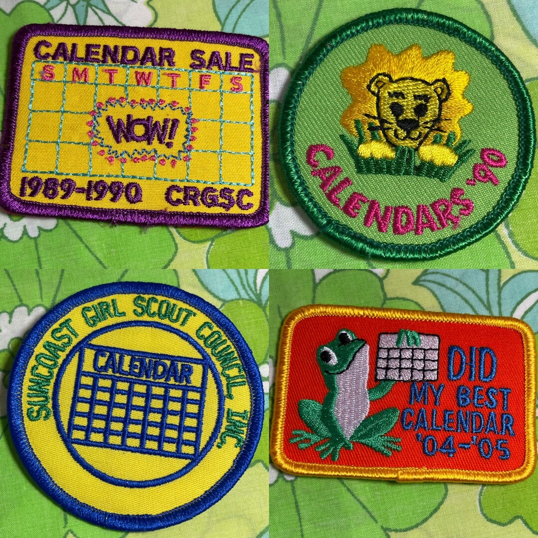 VINTAGE Embroidered Girl Scout Calendar Patches 11P - Etsy