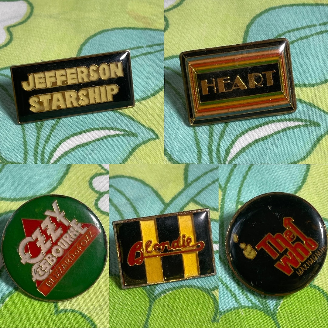 VINTAGE Band Metal Enamel Lapel Pins the Who Ozzy Osbourne Jefferson Starship Heart Blondie S17 ...