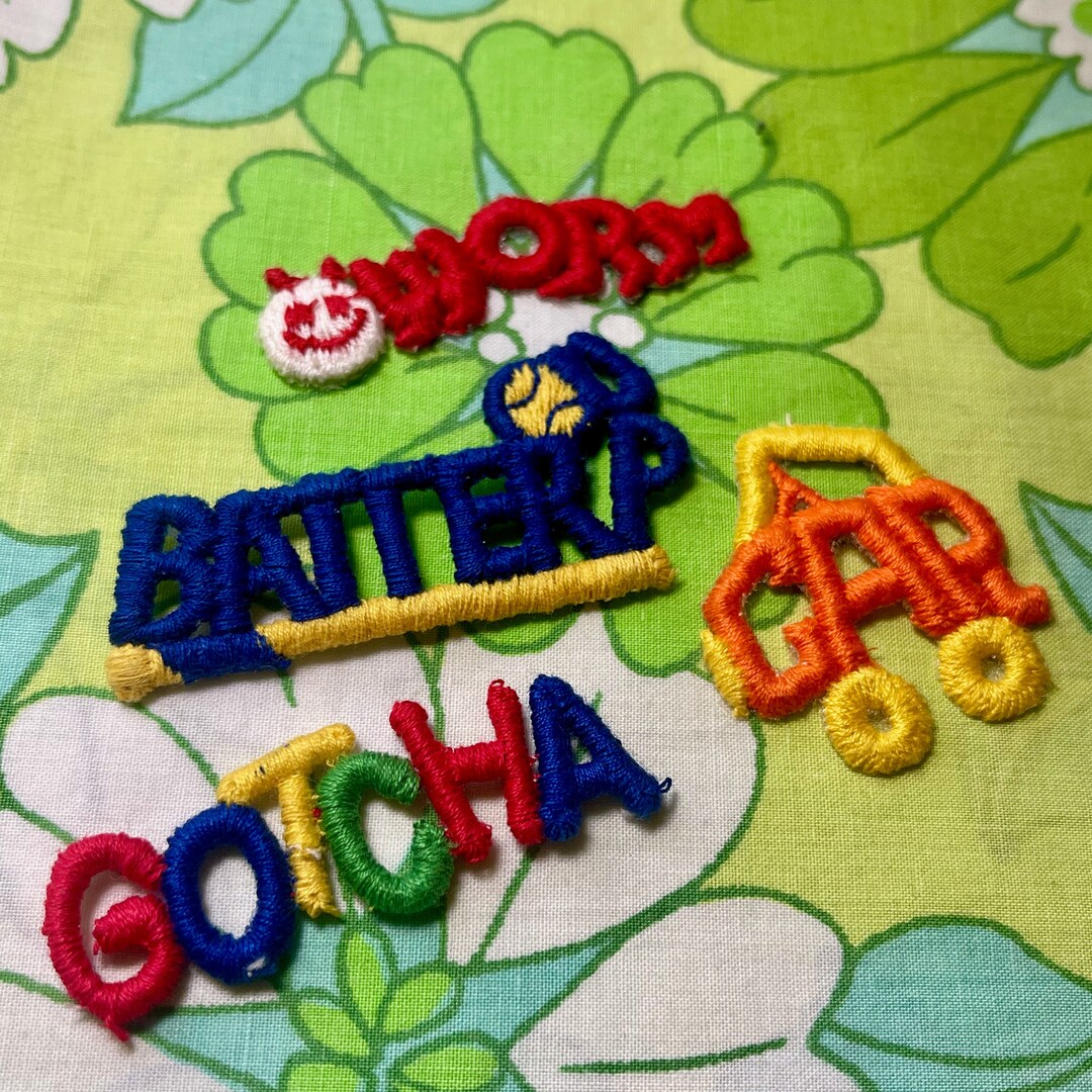 VINTAGE Embroidered Cute Word Patches T50 - Etsy