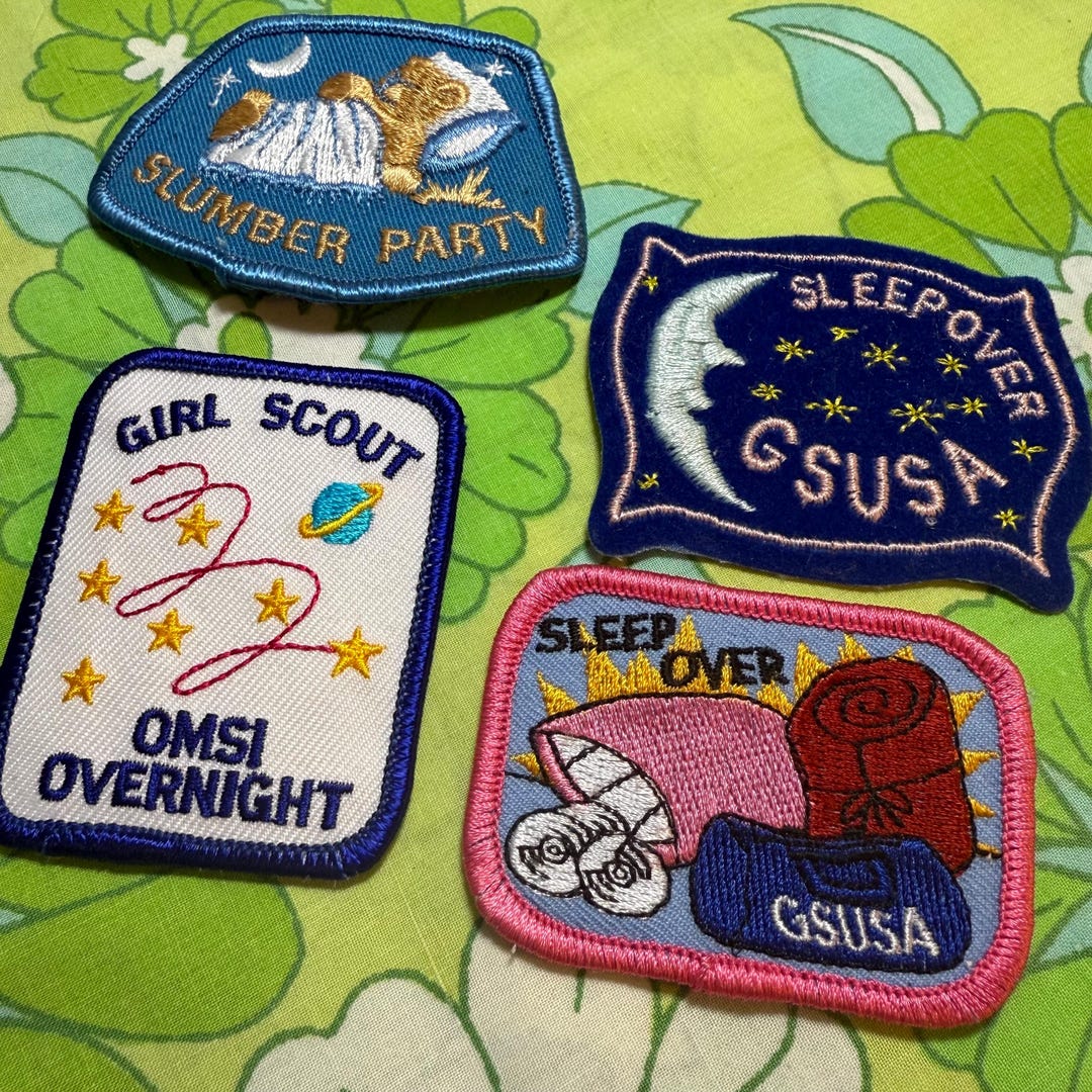 VINTAGE Embroidered Slumber Party Patches | Girl Scouts | Sleepover | G1 - Etsy